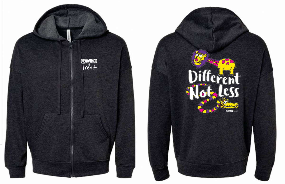 Different Not Less Full-Zip Hoodie – Drawings By Trent